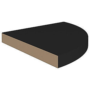 vidaXL Modern Floating Corner Shelves - 2 pcs Black 13.8"x13.8"x1.5" MDF Wall Display Shelf for Books, Decoratives, Photos