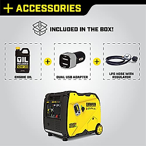 Champion Power Equipment 200988 4500-Watt Dual Fuel RV Ready Portable Inverter Generator, Electric Start