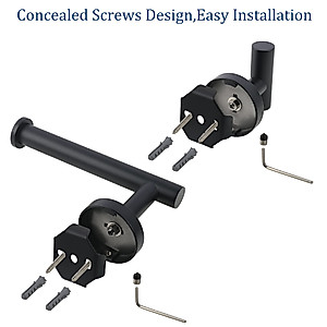 LCEZAN Matte Black Bathroom Hardware Set, Premium Stainless Steel 3-Piece Include 5 Inch Toilet Paper Holders and 2 Towel Robe Holder Hook for Bathroom, Kitchen, Washroom Wall Mount