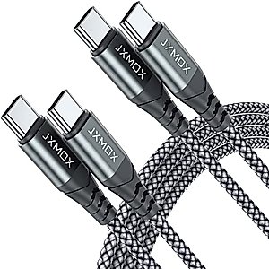 JXMOX USB C to USB C Cable 60W, (2 Pack 3.3ft) Type C Fast Charging Cord Charger Compatible with Samsung Galaxy S23 S22 S21 S20 Ultra, Note 20 10, Google Pixel 2/3/4, MacBook Pro/Air, iPad Pro (Grey)