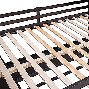 GINGVAT Full Size Loft Bed with Drawers and Desk,Wood Loft Bed with Ladder and Shelves,for Bedroom,Dorm,Apartment,Espresso