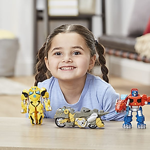 Transformers Playskool Primal Team-Up 3-Pack with Optimus Prime,Bumblebee, and Grimlock Converting Dinosaur Figures, 4.5-Inch Toys, Ages 3 and Up (Amazon Exclusive)
