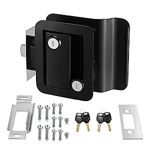 SAGEMALL Black RV Entry Door Lock with Keys - Heavy Duty Trailer Door Latch Security Lock with Longer Screws - Fits Camper, Travel Trailer, Cargo Hauler - Durable & Secure