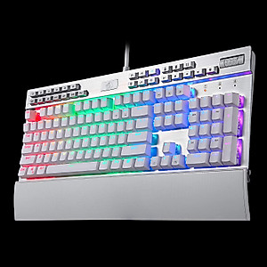 Redragon K550 Mechanical Gaming Keyboard, RGB LED Backlit with Brown Switches, Macro Recording, Wrist Rest, Volume Control, Full Size, Yama, USB Passthrough for Windows PC Gamer (White)