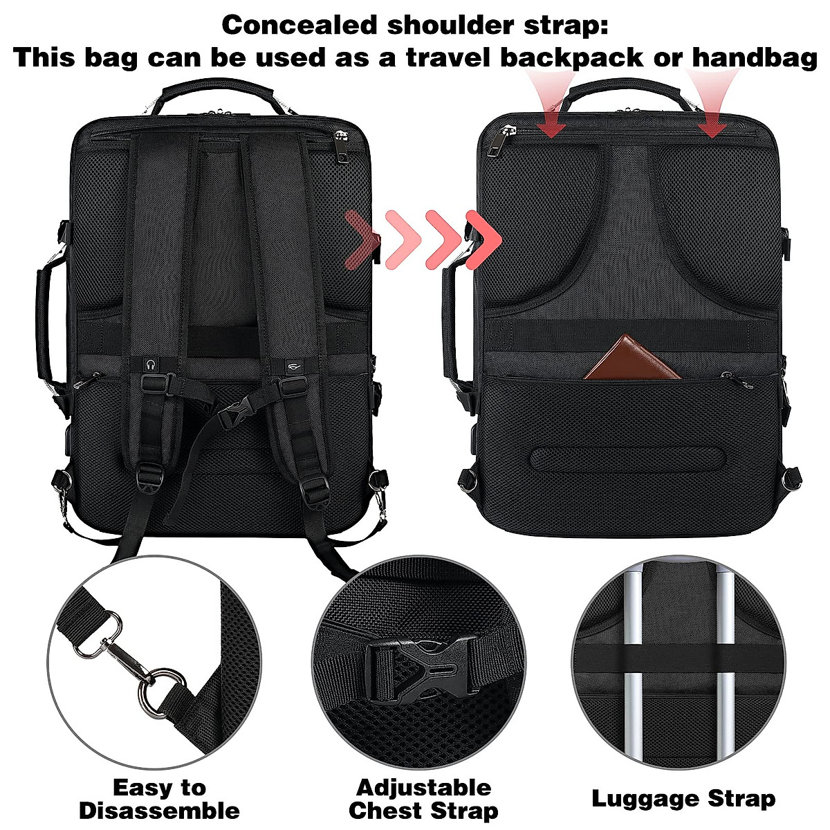 JCDOBEST Carry on Backpack, Extra Large 50L Airline Approved TSA Travel Backpacks with 3 Packing Cubes for Women Men, USB Charging Expandable Overnight Luggage Daypack Business Suitcase Backpack