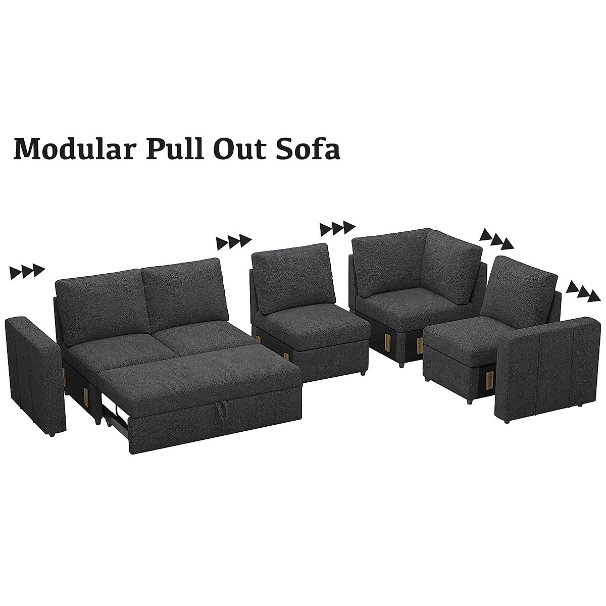 Belffin Middle Module Seat for Modular Sectional Sofa Couch Armless Single Seat Module Sofa Chair Dark Grey