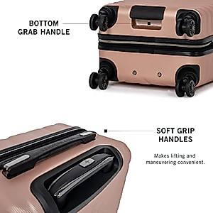 Kenneth Cole Reaction "Madison Square" Women's Lightweight Hardside Chevron Expandable Spinner Luggage, 20-inch Carry-On, Rose Gold With Hematite Zippers