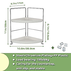 CreateitUself 2-Tier Corner Bathroom Countertop Organizer, Makeup Storage Shelf or Kitchen Spice Rack Vanity Bedroom Storage Tray (Premium)