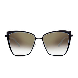 DIFF Becky Designer Oversized Cat Eye Sunglasses for Women UV400 Protection, Black + Flash Grey Gradient mirror