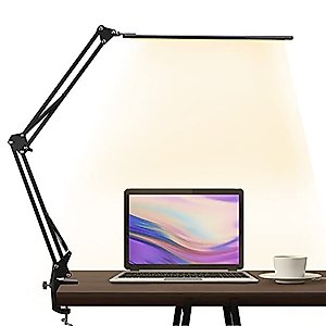 LED Desk Lamp,Eye-Caring Swing Arm Desk Lamp with Clamp,Architect Desk Light,12W Dimmable Table Lamp for Home Office with USB,3 Lighting Modes with 30 Brightness,2022 Newly Upgraded Ultra-Thin Model