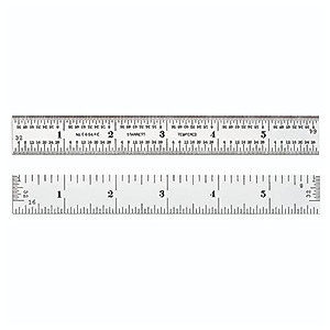 Starrett Spring Tempered Steel Rule with Satin Chrome Finish, Quick Reading and Inch Graduations - 6" Length, 4R Graduation Type, 3/64" Thickness - C604RE-6