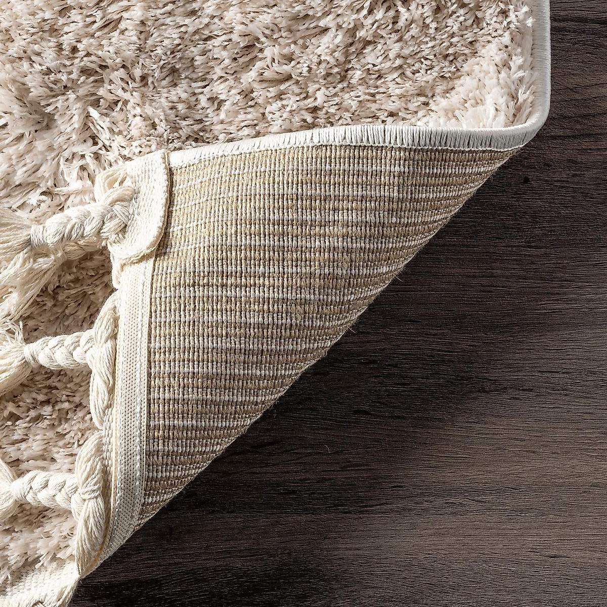 nuLOOM Elliot Soft Abstract Shag Tassel Plush Area Rug, 8x10, Beige