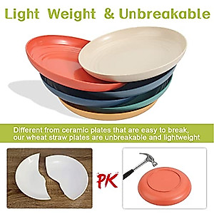 SGAOFIEE 12 PACK 9 Inch Lightweight Wheat Straw Plates, Microwave and Dishwasher Safe BPA Free and Healthy Wheat Straw Plates, Unbreakable Deep Dinner Plates