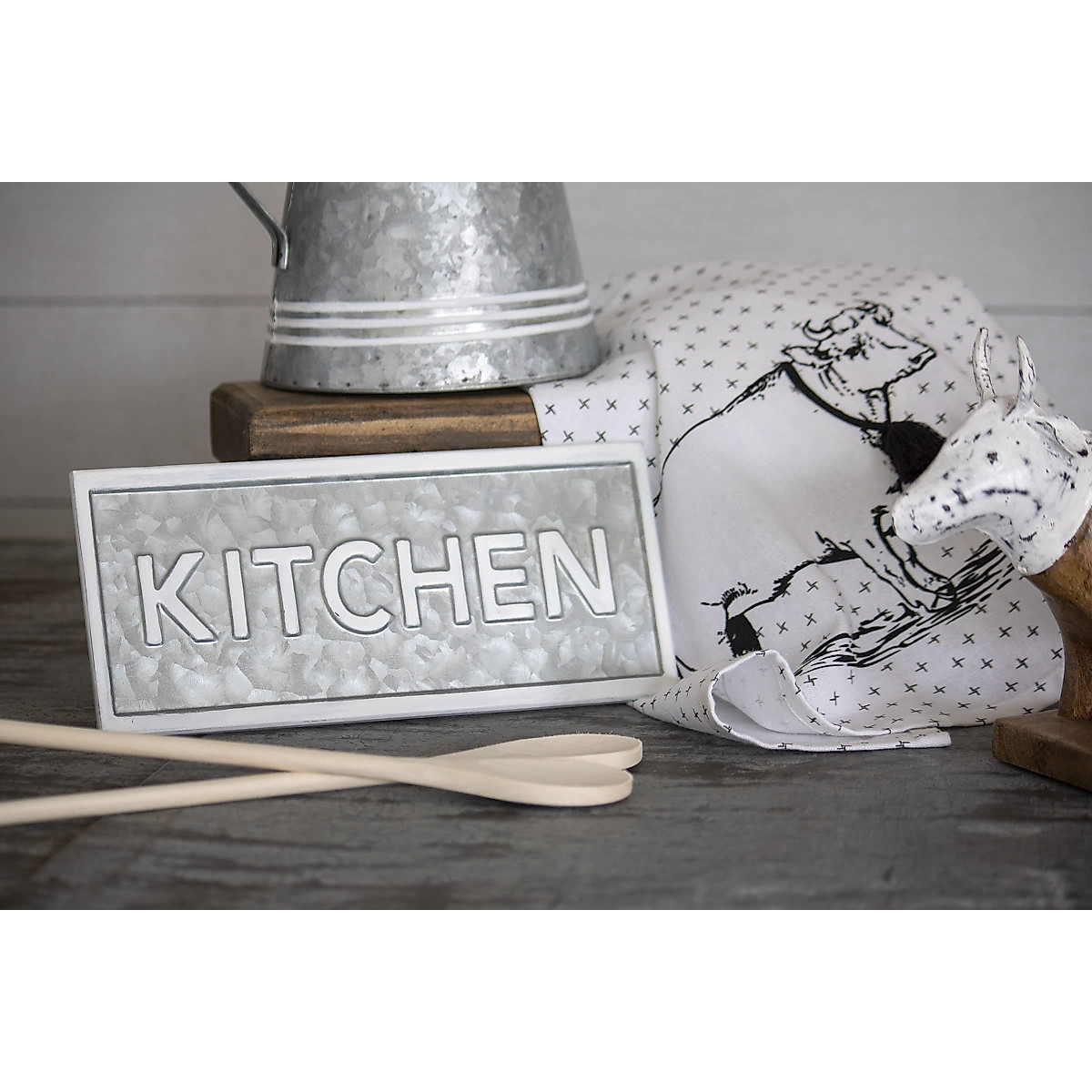 Foreside Home & Garden Galvanized White Metal Kitchen Wall Décor