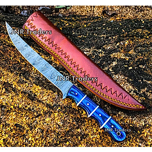 JNR Traders 13" Damascus Boning Knife for meat Cutting Chef Knife Fillet Knife Professional Thin Sharp Kitchen knives with Leather sheath VK5530