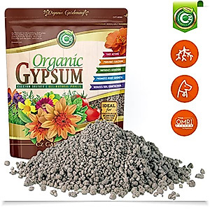 Organic Gypsum - Made in USA - Calcium Sulfate Dihydrate Granules - Garden Soil Amendment Fertilizer for Lawns, Plants, Calcium & Sulfur Additive. Cures Blossom End Rot in Tomatoes & Peppers