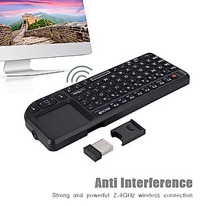 Serounder 2.4GHz Touchpad Keyboard,RT-MWK02 Mini Keyboard Rechargeable Ultra-Thin Mini USB Backlit Keyboard with IR Light for HTPC for PS3/4 for 360 and ONE(QWERTY Keypad)