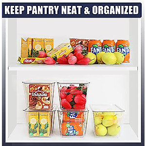 Plastic Storage Bin with Lids, ESARORA Stackable Clear Organizer Basket Bins with Handle for Fridge, Cabinet, Bedroom, Closet, Bathroom, Office, Kitchen & Pantry Organization, 9 PACK