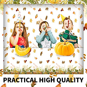PARSUP 4PCS Thanksgiving Disposable Tablecloth Party Supplies, 108 × 54 inch, Autumn Theme Pumpkin Maple Leaves Fall Tablecloth Plastic Waterproof Tablecover Decorations
