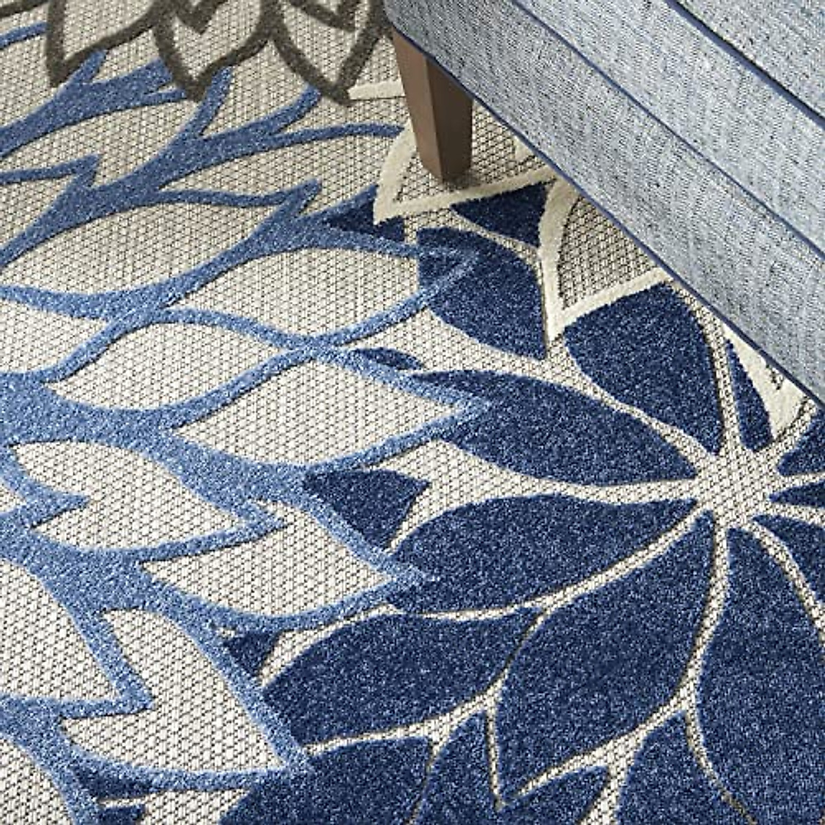 Nourison Aloha Indoor/Outdoor Blue/Multicolor 10' x 14' Area Rug, Tropical, Botanical, Easy Cleaning, Non Shedding, Bed Room, Living Room, Dining Room, Deck, Backyard, Patio (10x14)