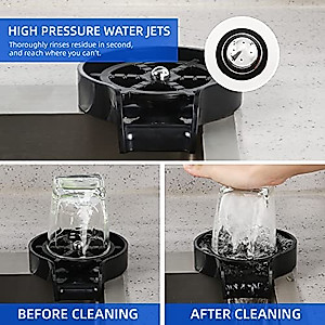 Essbhach Glass Rinser for Kitchen Sink, Faucet Bottle Washer Cleaner, Cup Rinser for Bar Sink, Glass Cleaner SInk Accessories, Black