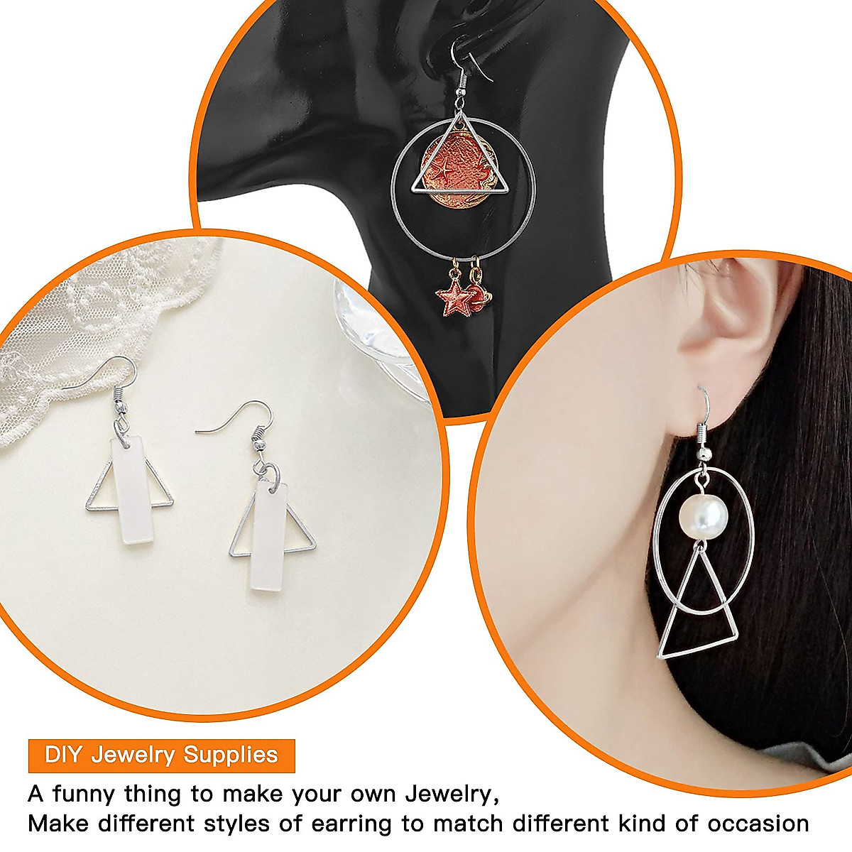 70Pcs Triangle Earring Beading Hoop,4Sizes Silver Earring Bead Connector Links Open Bezels Linking Rings Earrings Pendant for DIY Jewelry Making Finding,Earring Necklace,Crafts Supplies