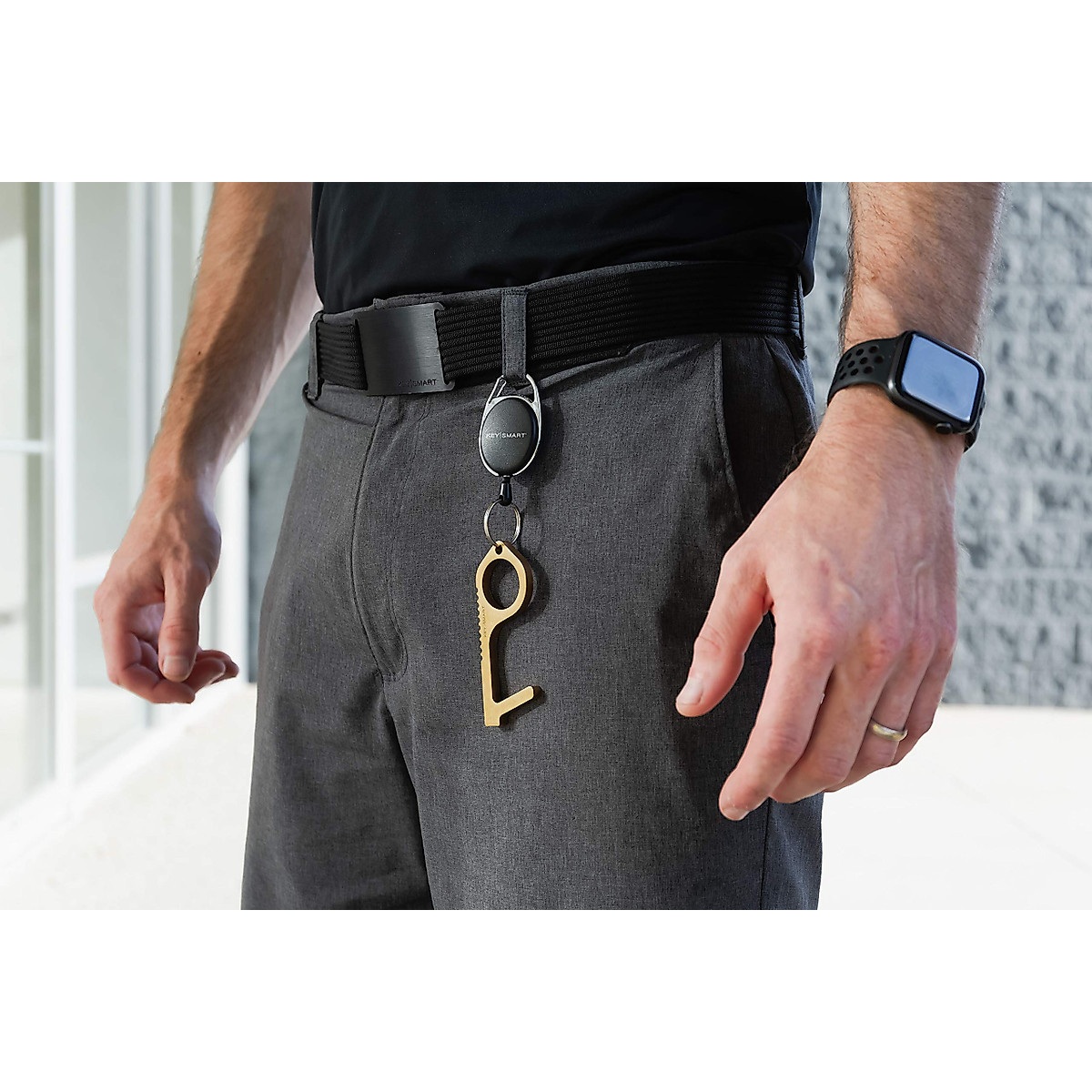 KeySmart Retractable Carabiner - Belt Clip Key Ring and Snap Badge Reel (1-Pack) - Multipurpose and Durable Badge Holder/Carabiner