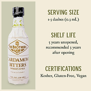 Fee Brothers Cardamom Cocktail Bitters - Aromatic Cocktail Mixer & Concentrated Flavoring, Gluten Free, Vegan-Friendly, 5 fl oz