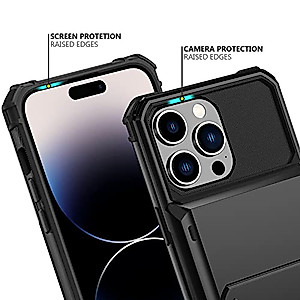 Nvollnoe for iPhone 14 Pro Max Case with Card Holder[Store 5 Cards]Dual Layer Heavy Duty Shockproof iPhone 14 Pro Max Wallet Case with Hidden Card Slot Large Storage Case for iPhone 14 Pro Max(Black)