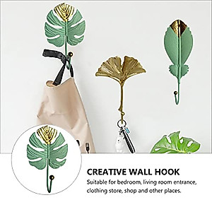 Alipis 3pcs Gift Clothing Rack Bags Hanging Robe Bathroom Cast Metal Leaf Holder Mounted for Multifunctional Hanger Monstera Car Rustic Home Coat Hooks Key Hat Shaped Iron Cloth Towel