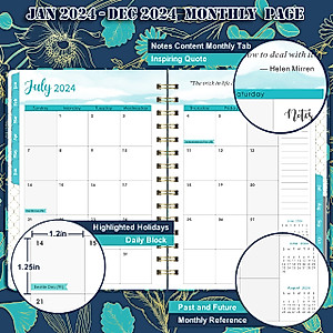 2024 Planner - Planner 2024, Jan.2024 - Dec.2024, 6.4" x 8.5", 2024 Planner Weekly and Monthly, Calendar Planner with Inner Pocket, Elastic Closure, Spiral Bound