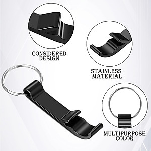 100 Pieces Aluminum Bottle Opener Keychain Pocket Small Bar Claw Beverage Keychain Ring Heavy Duty Black Beer Bottle Opener for Home Kitchen Bar Bartender Wedding Party