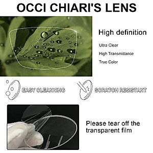 OCCI CHIARI Fashion Blue Light Blocking Glasses for Men Metal Frame Eyeglasses Men's Computer Glasses Optical Eyewear Frame Clear Lense Spring Hinge(Black)