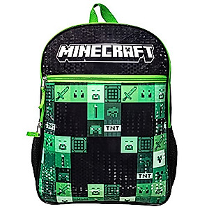 Game Party Minecraft Backpack with Lunch Box Set for Kids - Bundle with 16” Minecraft Backpack, Lunch Bag, Water Bottle, Decals, More | Minecraft Backpack for Boys.