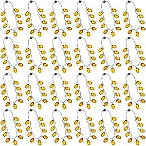 Woanger 24 Pack Halloween LED Lantern Necklace Bulk, 39 Inch Light Up Halloween Lantern Necklace, Halloween Party Favors Supplies, Halloween Accessories for Kids Adults(Skull)
