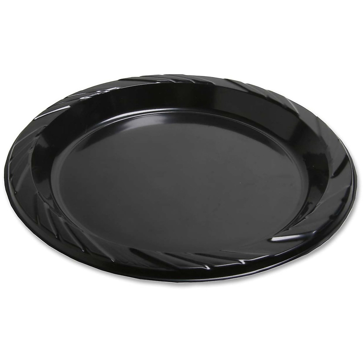 Genuine Joe Round Plastic Black Plates, 9" (Pack of 125)