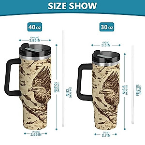 Flradish 40oz Tumbler with Handle, Alcon Stainless Steel Tumbler with Lid and Straws Double Wall Vacuum Insulated Leakproof Coffee Travel Mug