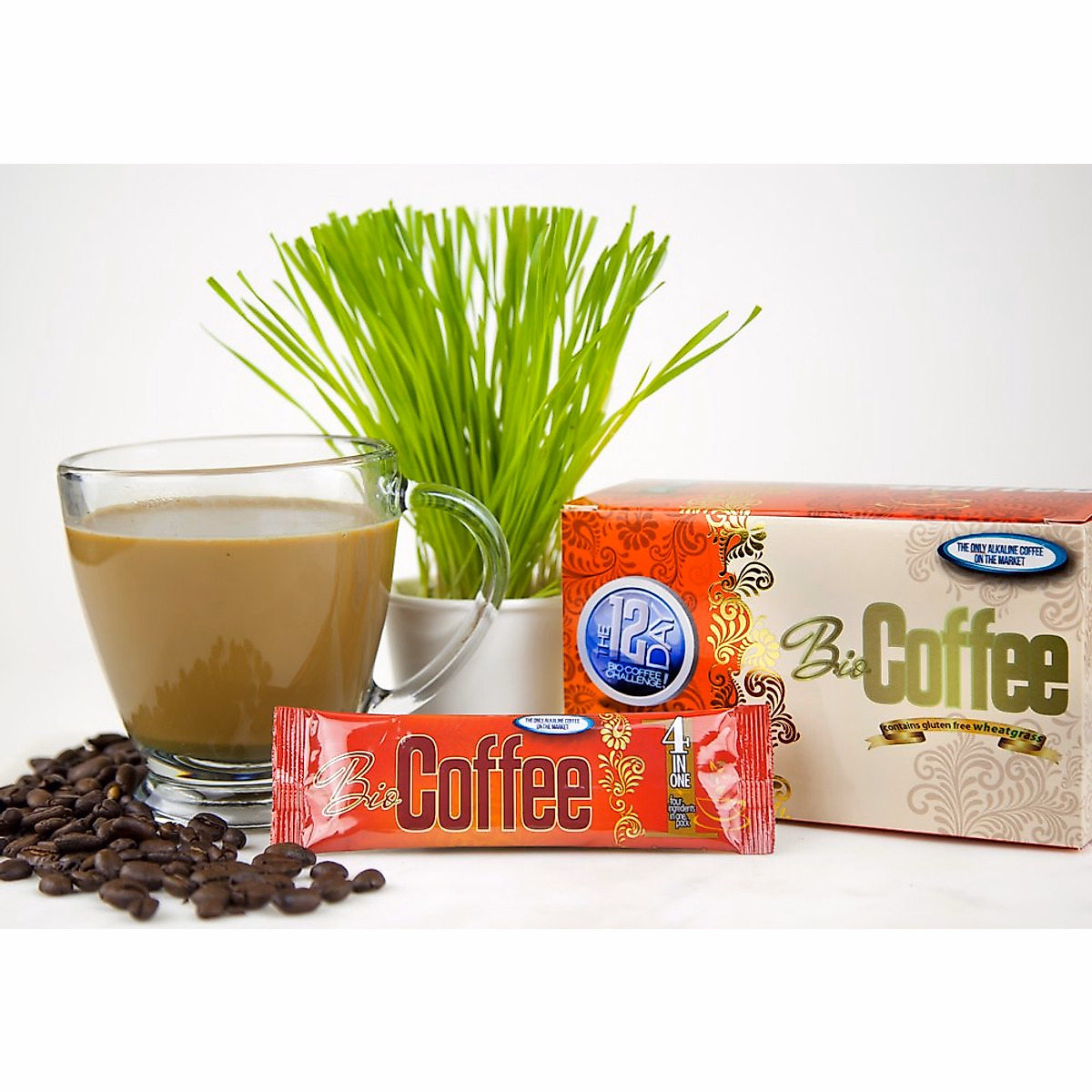 Bio Coffee- NEW! - First Organic Instant Non-dairy Alkaline Coffee (12 Sachet Box)