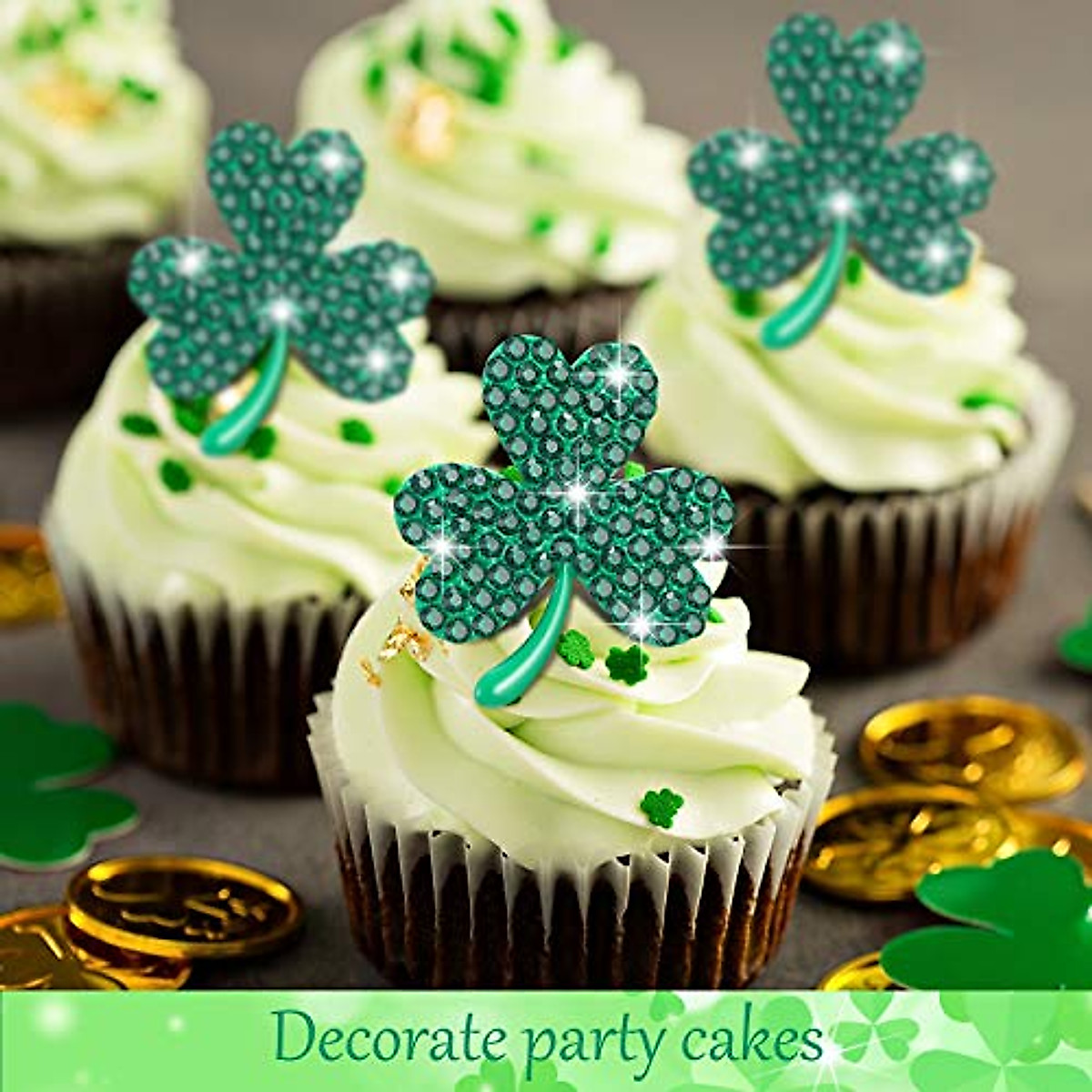 Clover Shamrock Napkin Ring St. Patrick's Day Napkin Rings Holder Buckle Napkin Holders Ring Metal Rhinestone Napkin Ring for St. Patrick's Day Wedding Party Table Decor (Green, 6)