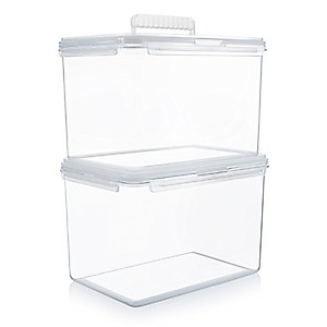 Komax Hikips Flour and Sugar Storage Containers | [Set-of-2] Large Rice, Sugar and Flour Canisters 22-Cups (179-oz) | Airtight Food Storage Containers | Microwave & Dishwasher Safe | BPA-Free Tritan…