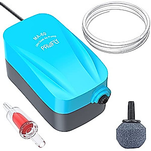Pawfly Aquarium 40 GPH Compact Air Pump Quiet Oxygen Aerator Pump with Air Stone Airline Tubing and Check Valve Accessories for 5-20 Gallon Buckets and Fish Tanks