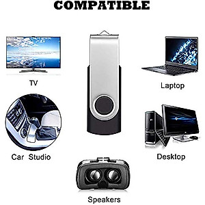 USB Bulk Flash Drives 128MB 100 Pack TOPESEL USB 2.0 Flash Drives Bulk Thumb Drive Pack Memory Stick Swivel Pen Drives (Black)