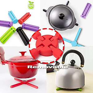 TENTA TENTA KITCHEN 5 Pack Non-Slip Foldable Silicone Trivets, SourceTon Collapsible Cross Design Silicone Trivets in Cute Colors, Silicone Pot Holder, Hot Pad, Pot Holder.