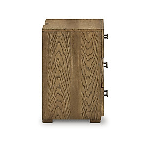 Signature Design by Ashley Dakmore Traditional 3 Drawer Night Stand with USB Charging Ports, Brown