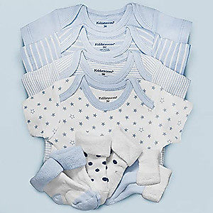 Peek A Baby Gift Blue Baby Boys Onesies Cupcake Gift Set – Baby Shower Cupcake and Lollipop Gift Set | Newborn Bodysuits Onesies Gift Set, 7 Piece Set