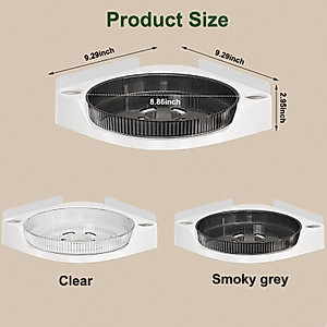 KOUHTIKA 360 Rotating Makeup Organizer Corner Spinning Bathroom Organizer 1 Pack Corner Shower Rack with Hooks for Perfume Lotion Skincare Organizer Countertop Kitchen Storage(Clear)