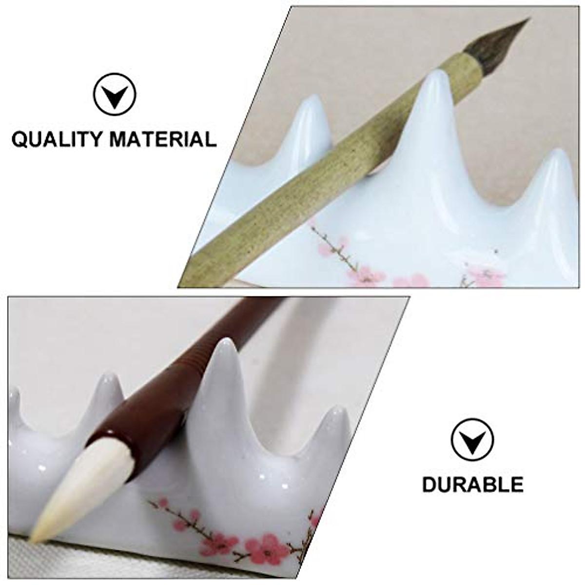 NUOBESTY Paint Brush Rest Stand 2pcs Calligraphy Brush Holder Rack Ceramic Brush Pen Rest Chopsticks Holder Wave Design for Chinese Japanese Calligraphy Practice Supplies Ceramic Chopsticks Rest
