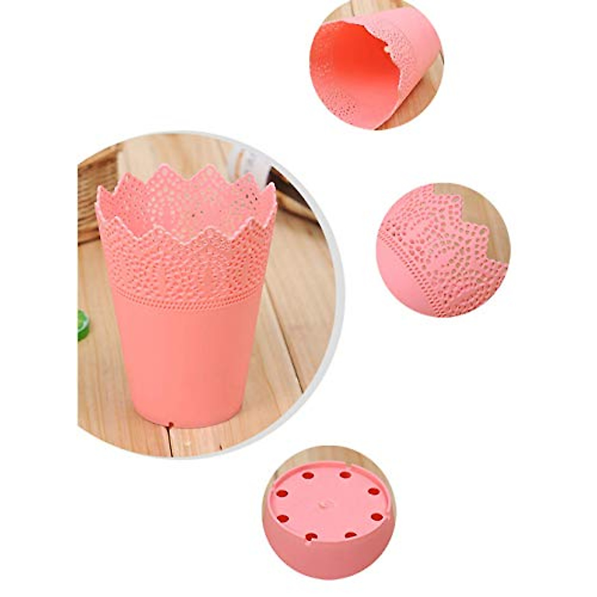 5 Pack 5.5" High Plastic Planters,Storage Bins,Planter Nursery Pots,Indoor Planter Flower Pots,Succulent/Plant Pot or Make Up Pencil Holder Pierced Flower Wedding Candle Decor Home Decor (White)