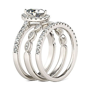 2.8 Ctw Moissanite Pear Shaped Wedding Ring Set for Women White Gold 3 Pieces Vintage Bridal Ring Set Engagement Ring Set 10K 14K 18K Gold Teardrop Bridal Set Anniversary Promise Rings for Her(18K)