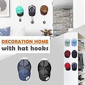 Hat Hangers for Wall Hat Hooks for Wall Wall Mount Hat Rack for Hat and Necklace Display Baseball Hat Holder Organizer Hanger Hat Hooks for Baseball Caps Self-adhesive No Drilling(20 Count, Black)